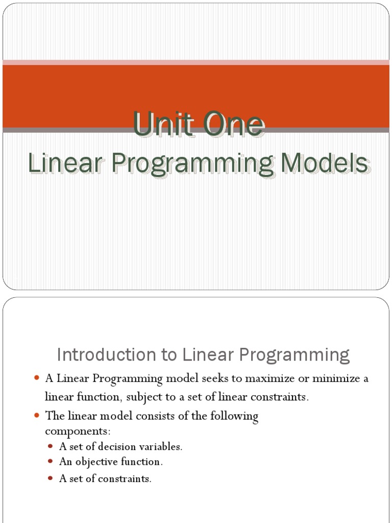 Unit 1 Linear Programming Problem Pdf Linear Programming Mathematical Optimization