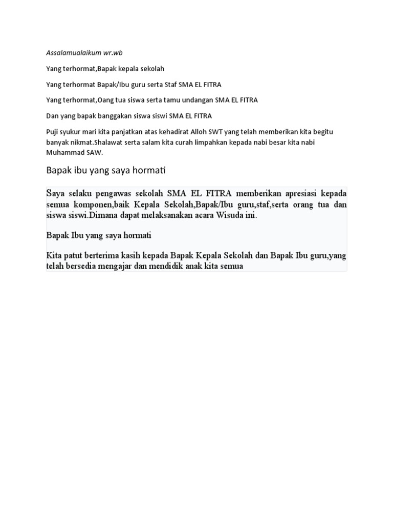 Wisuda SMA EL FITRA: Apresiasi dan Terima Kasih | PDF