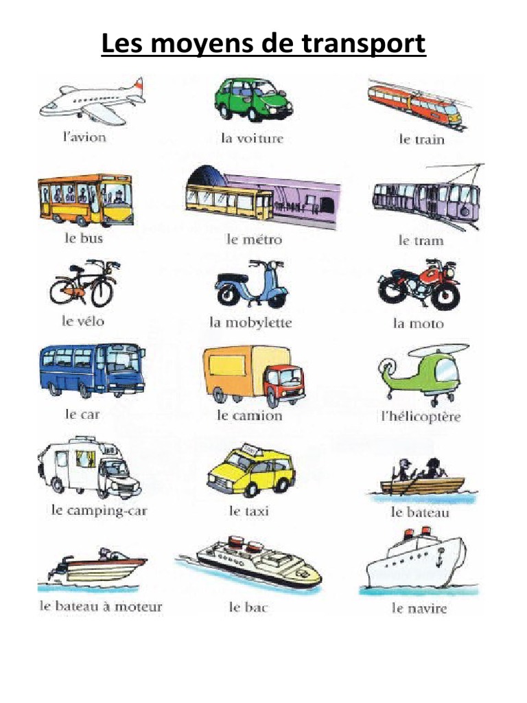 Les Moyens de Transport Fiche Complète | PDF