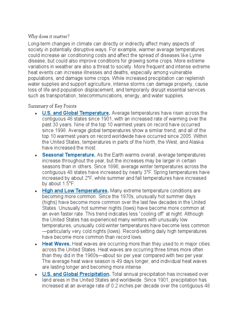 Climate Change Impacts on Society | PDF | Precipitation | Heat Wave
