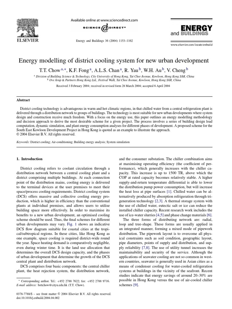 Energy Modelling Of District Cooling System For New Urban Development