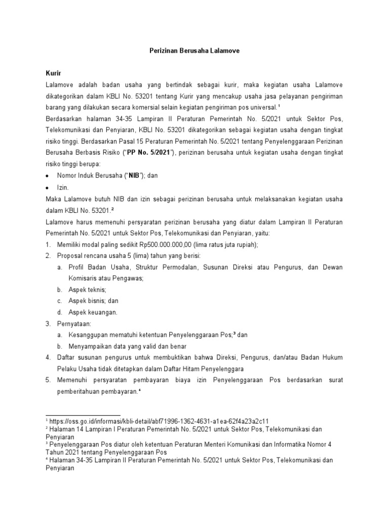 Perizinan Berusaha Lalamove | PDF | Bisnis | Komputer