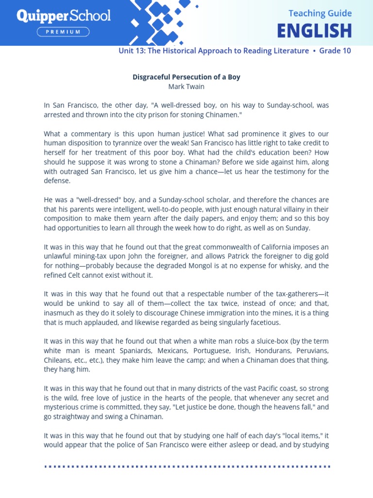 PDF Texts - English 10 - Unit 13 - Lesson 4 - Analyzing A Text Using The Historical Approach ...