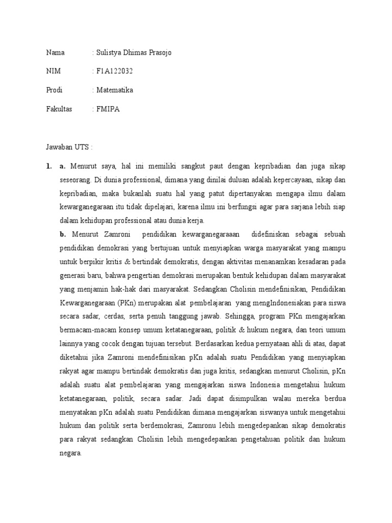 UTS Kewarganegaraan | PDF