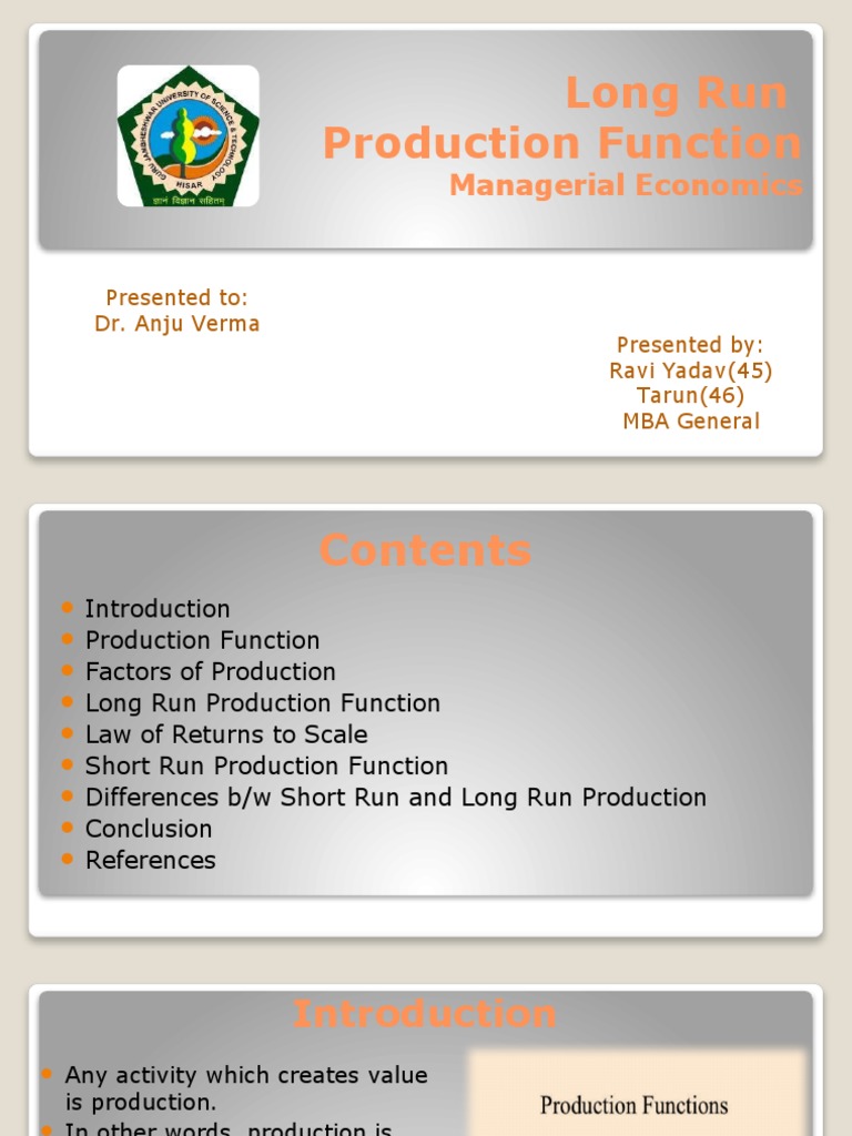 Long Run Production Function Explained | PDF | Long Run And Short Run ...