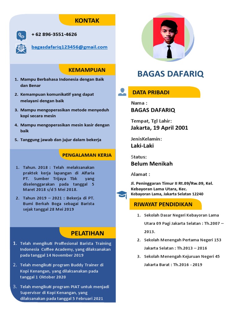 CV Lamaran Pekerjaan-Bagas Dafariq | PDF