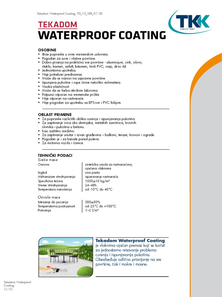 Tekadom Waterproof Coating TD - V2 - SRB - 07 20 | PDF