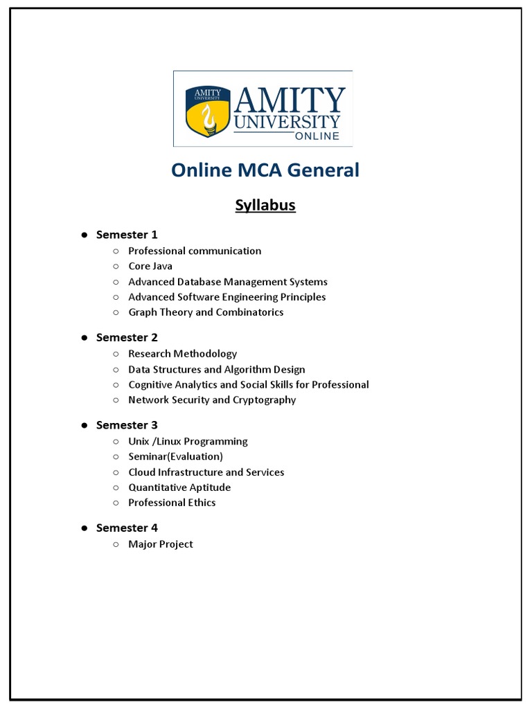 amity-online-mca-general-syllabus | PDF