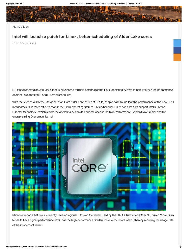 Intel will launch a patch for Linux_ better scheduling of Alder Lake ...