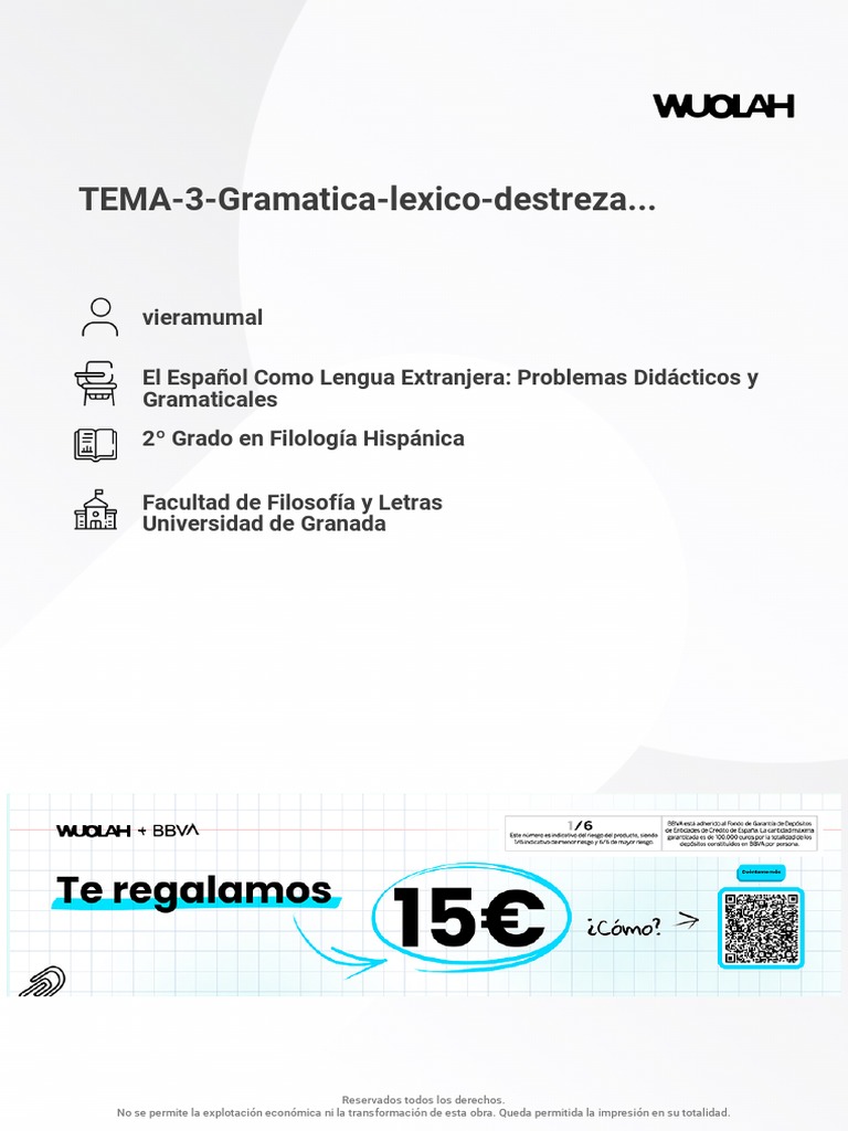 Free TEMA 3 Gramatica Lexico Destrezas Cultura Errores y Evaluacion | PDF Free TEMA 3 Gramatica Lexico Destrezas Cultura Errores y Evaluacion | PDF