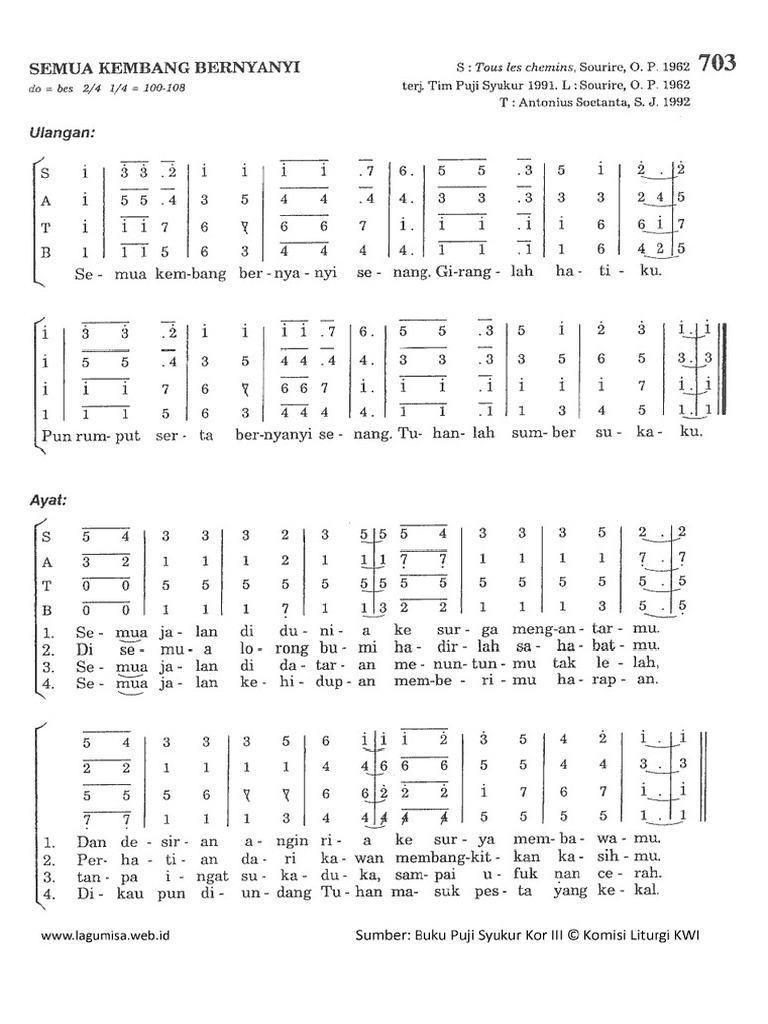Semua Kembang Bernyanyi Ps 703 | PDF