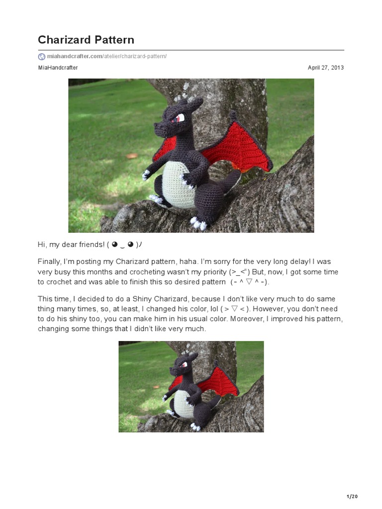 Charizard Pattern | PDF | Crochet | Adhesive