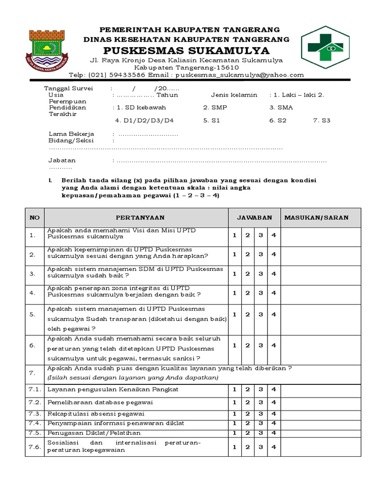 Kuisoner Survey Kepuasan Pegawai | PDF