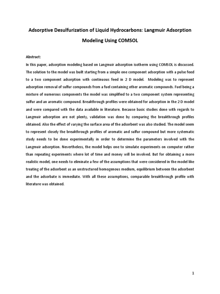 Full Paper EGEE 520 Ram SPR 2007 | PDF | Adsorption | Chemical Engineering
