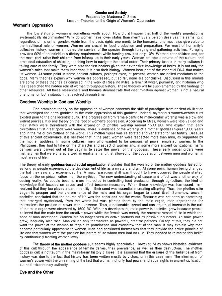 The Origin of Women's Oppresion | PDF | Adam And Eve | Adam