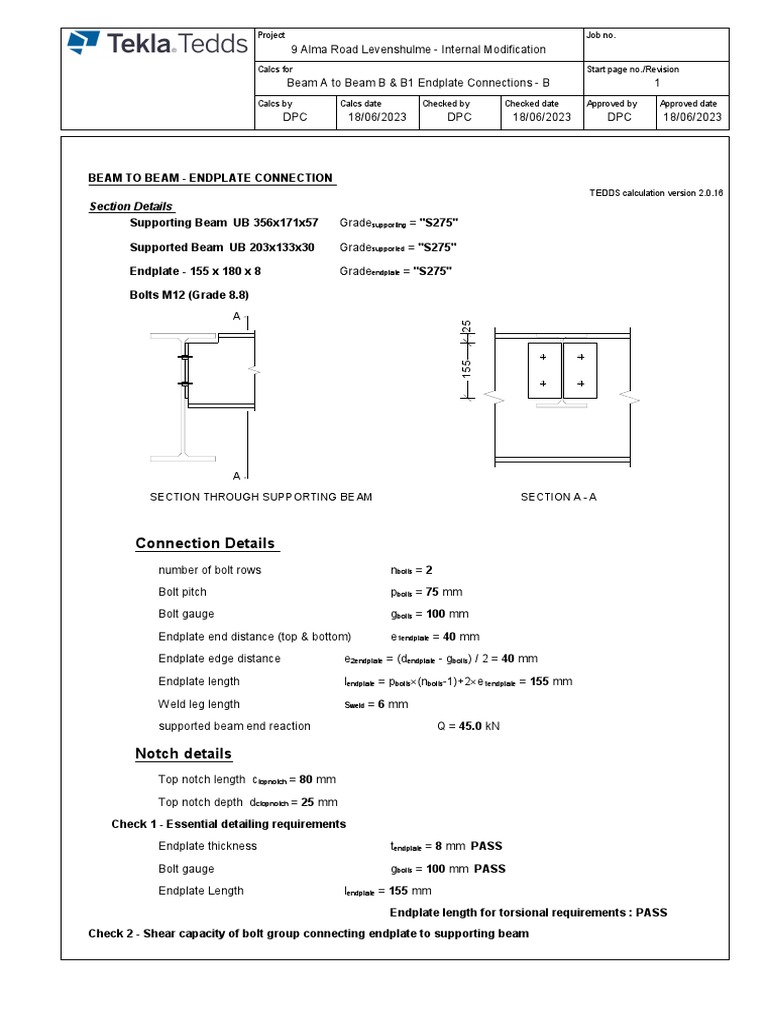 Beam A to Beam B - UB Option | PDF | Beam (Structure) | Continuum Mechanics