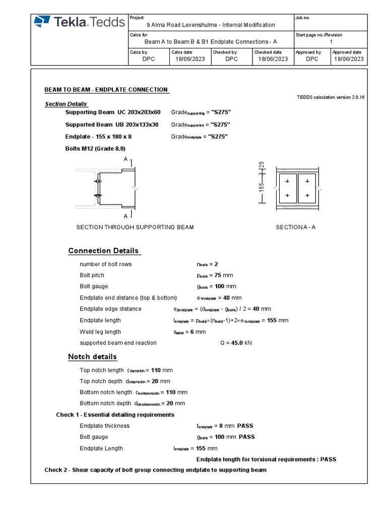 Beam Endplate Connection Calculations Pdf Beam Structure
