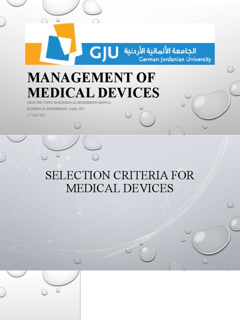 Lecture6 Introduction To Medical Devices Management | PDF | Medical Device | Biomedical Engineering