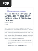 Income Tax Slabs FY 2024-25 & 2025-26 | PDF | Tax Bracket | Taxes