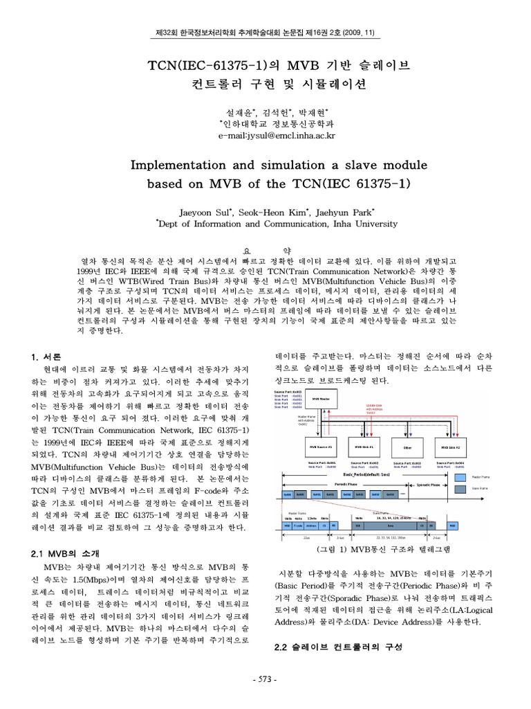 Implementation and simulation a slave module based on MVB of the TCN ...