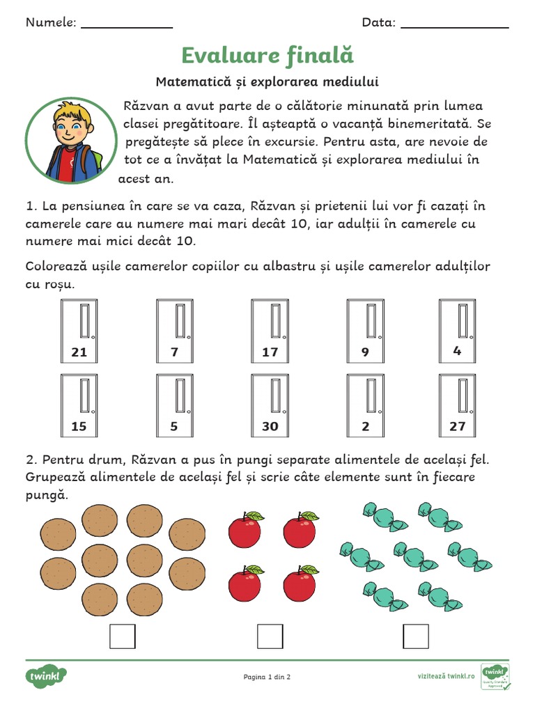 Clasa Pregatitoare MEM - Fisa de Evaluare Finala, Color | PDF