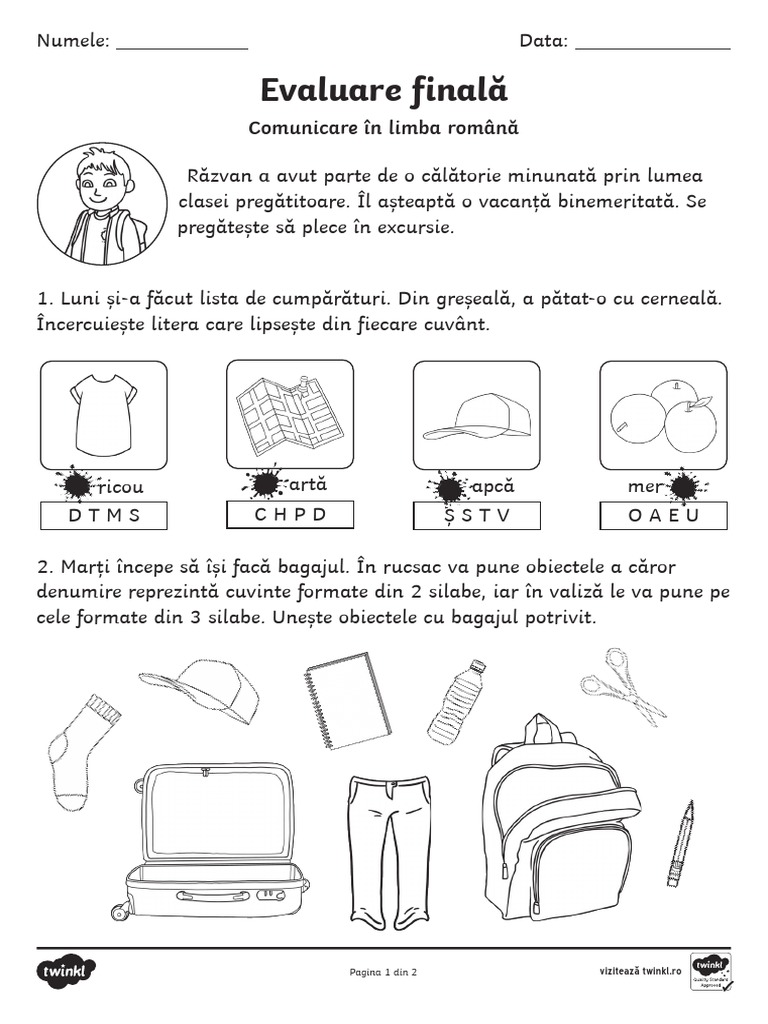 Clasa Pregatitoare CLR - Fisa de Evaluare Finala | PDF