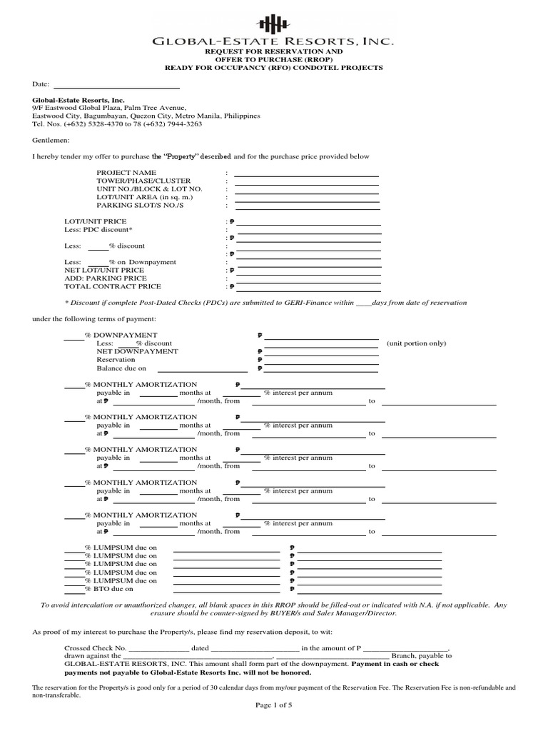 Condotels RFO | PDF | Lease | Taxes