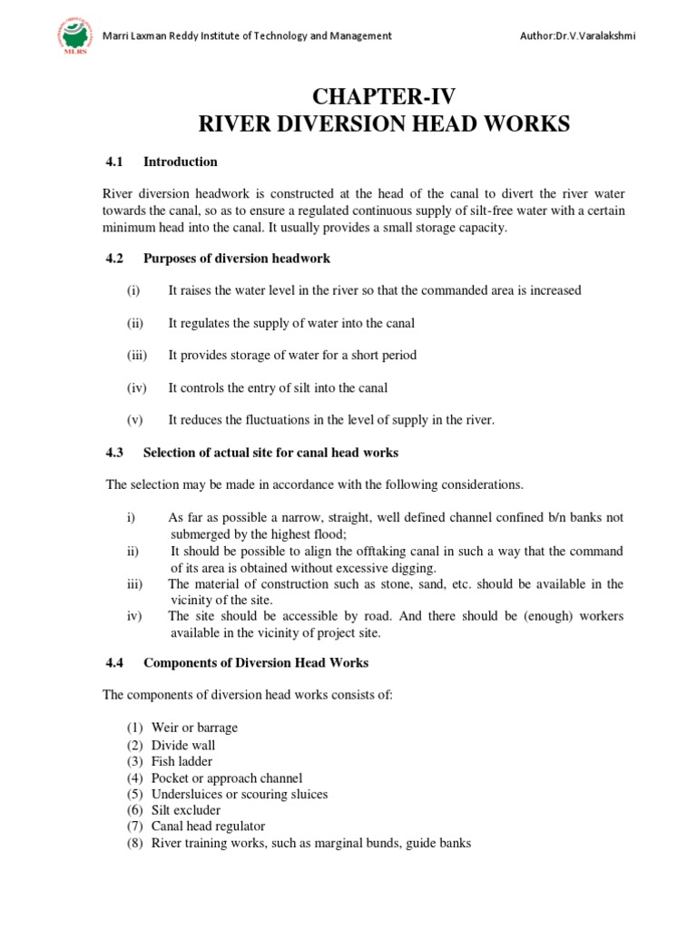 River Diversion Headworks Overview | PDF | Soil Mechanics | Dam