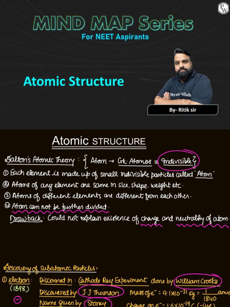 ATOMIC STRUCTURE - Class Notes - NEET Mindmap | PDF