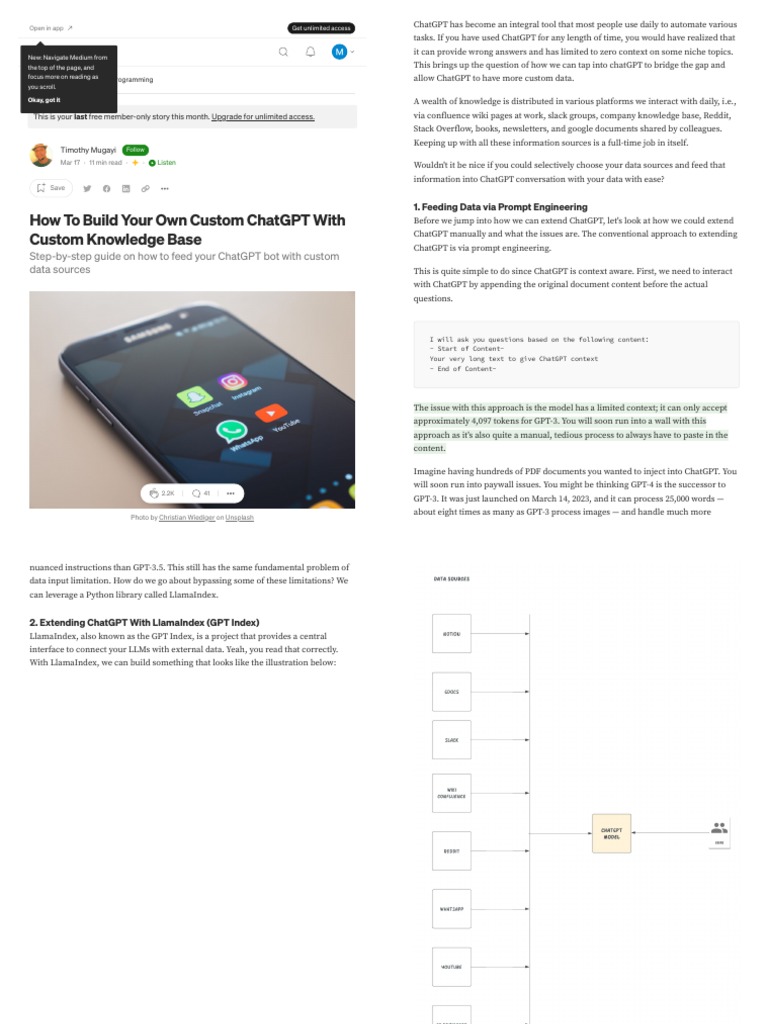 How To Build Your Own Custom ChatGPT Bot With Custom Knowledge Base - Better Programming | PDF ...