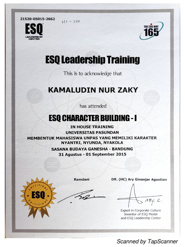 Sertifikat ESQ | PDF