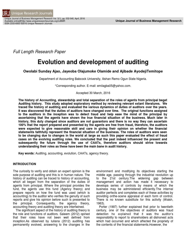 Evolution of Auditing Practices | PDF