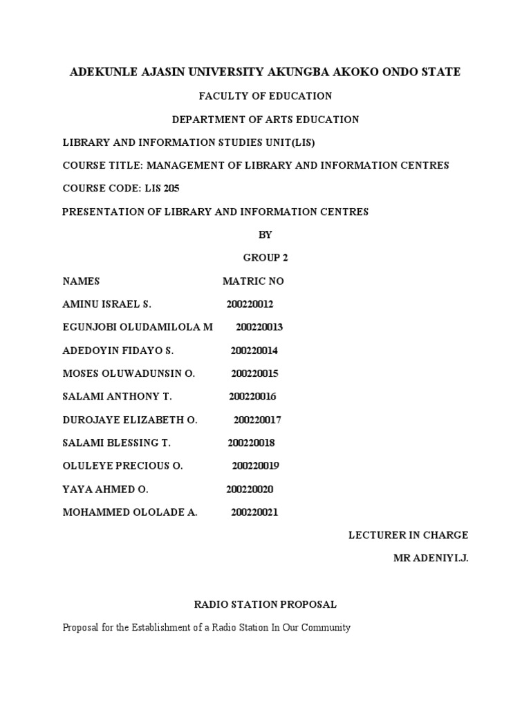 Community Radio Station Proposal | PDF | Broadcasting | Microphone