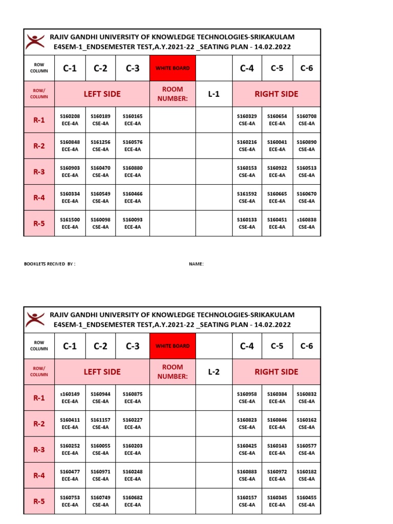 SEATING PLAN EST (2016) - Batch - 14.02.22 | Download Free PDF ...