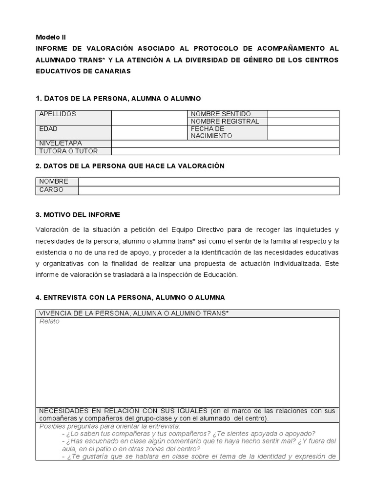 Modelo II - Informe - Valoración | PDF