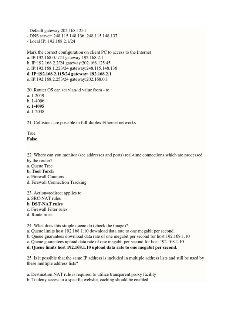 Mikrotik Mtcna Test 21 25 | PDF
