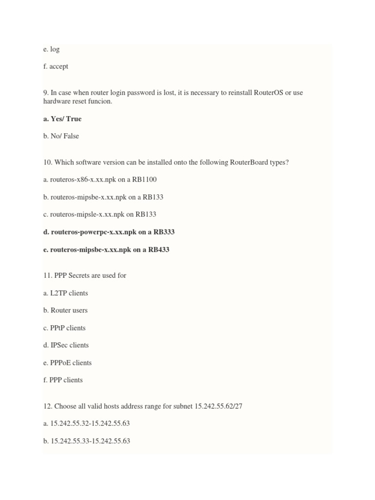 Mikrotik Mtcna Test 51 55 | PDF | Home & Garden