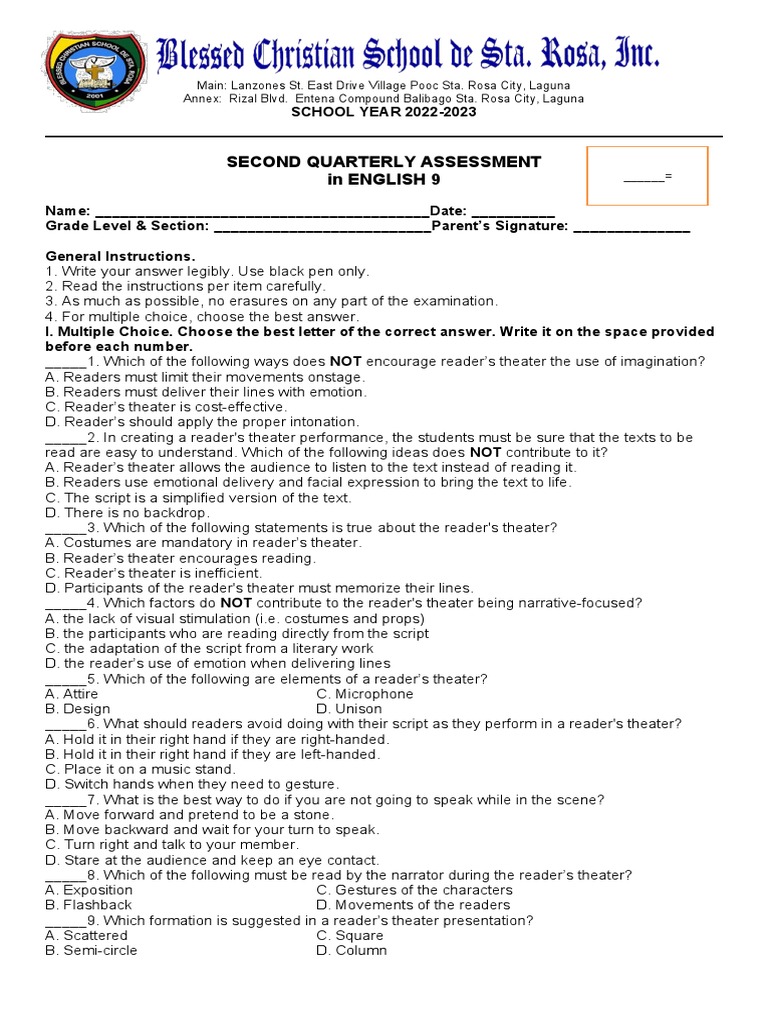 Second Quarterly Examination in English 9 | PDF | Narration | Multiple ...