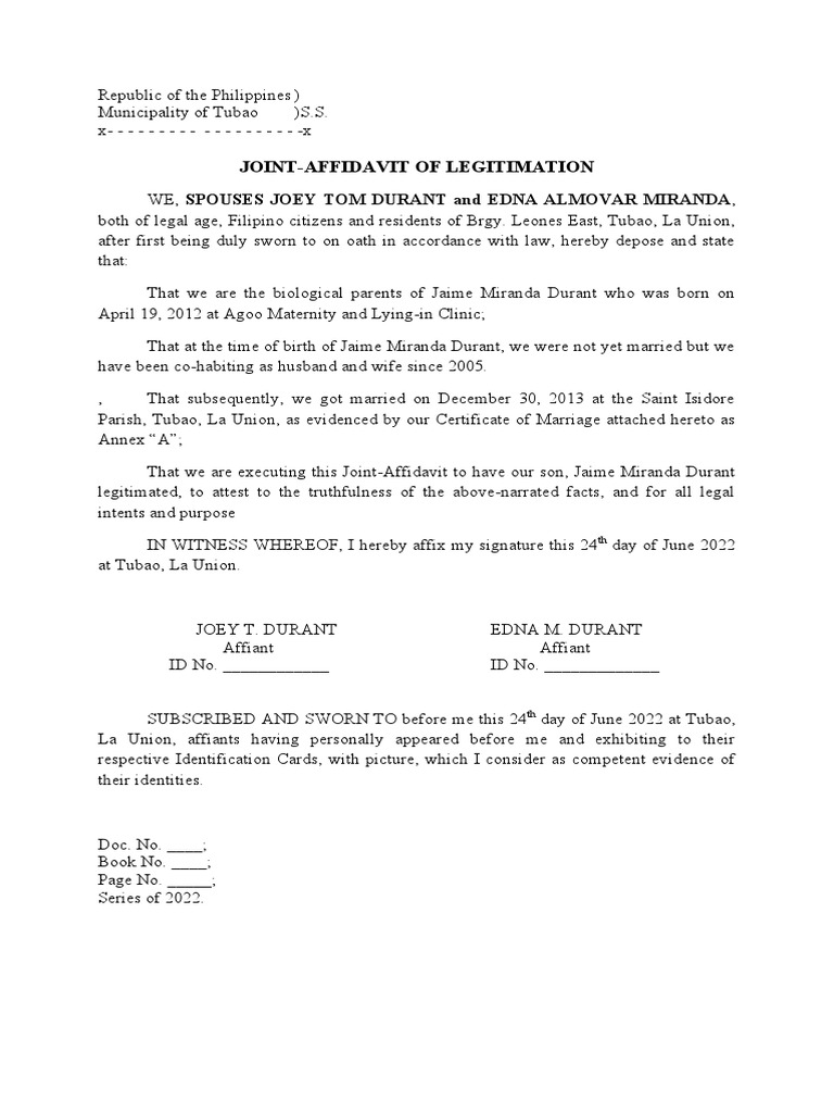 Affidavit of Legitimation.sample | PDF