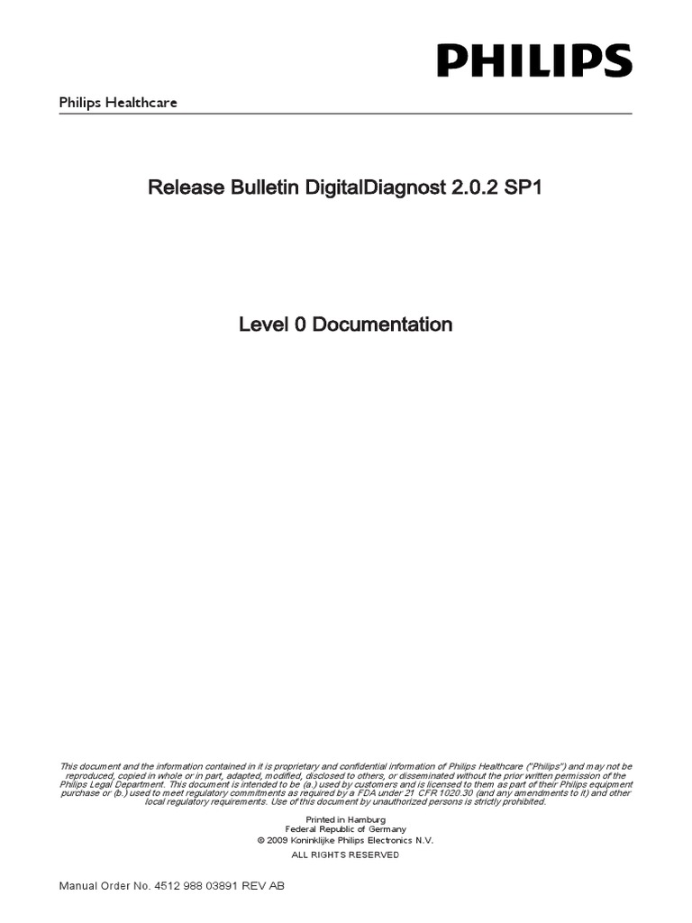 Release Bulletin Digitaldiagnost 2.0.2 Sp1: Philips Healthcare | PDF ...