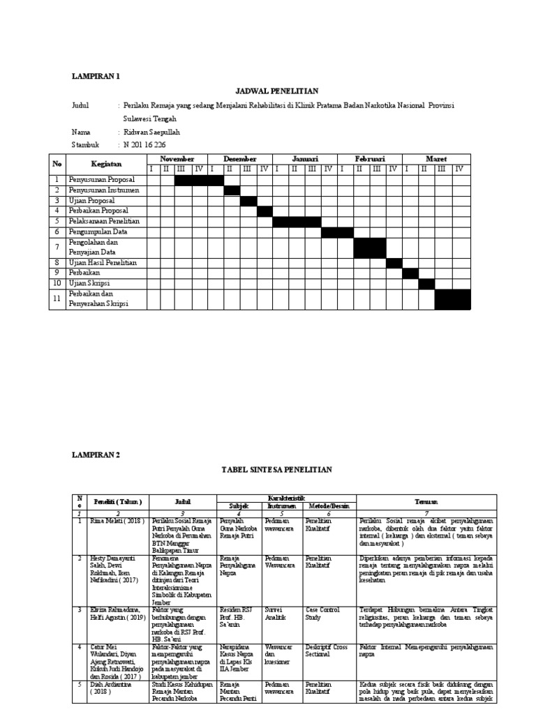 Lampiran 1 (Jadwal Penelitian) | PDF