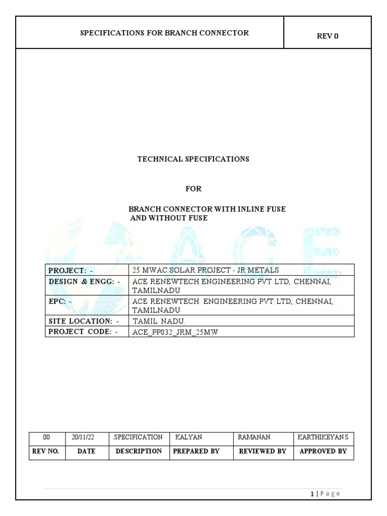 Specification of Branch Connector (Y) | PDF | Electrical Connector ...