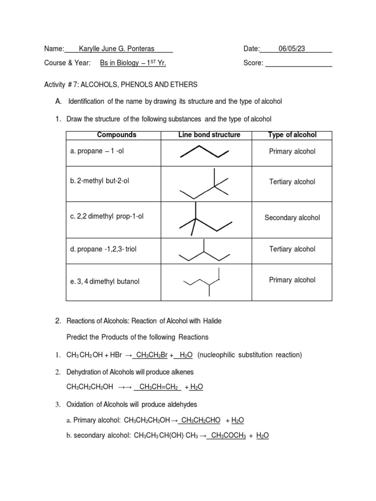 PONTERAS (Alcohols, Phenols, Ethers) | PDF | Ether | Functional Group