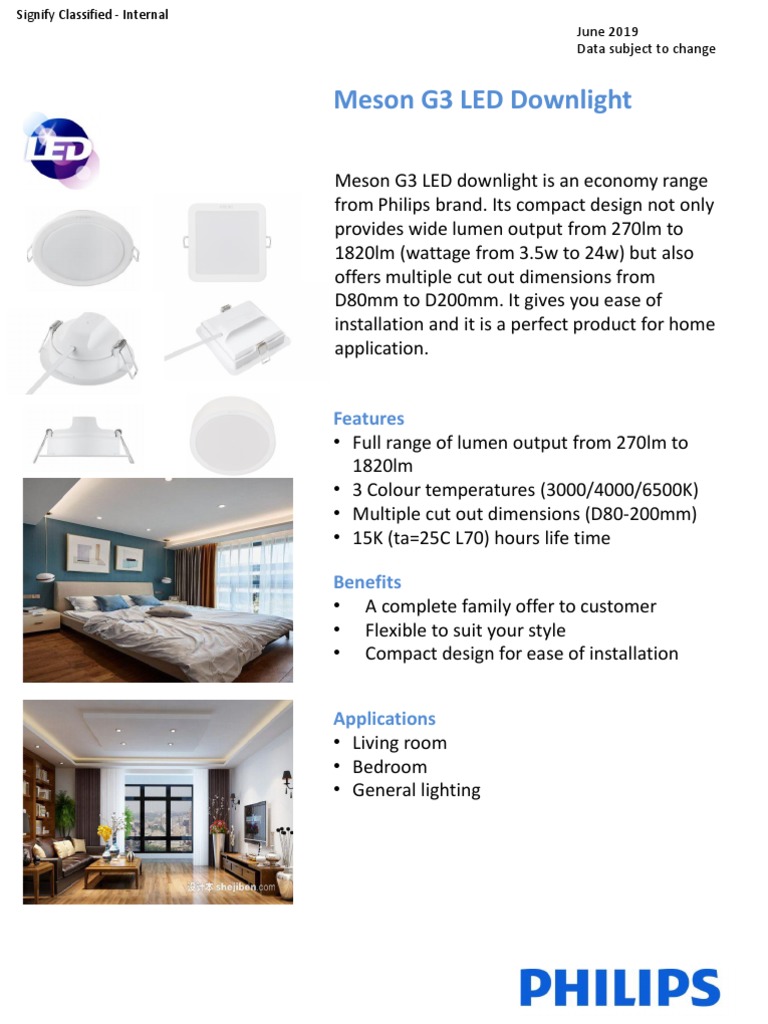 PHILIPS Meson G3 DownLights | PDF | Electronics | Lighting