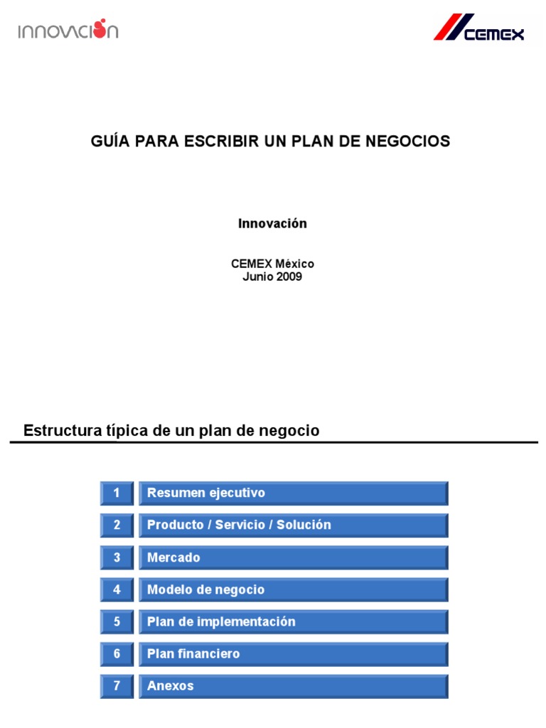 Guía de Plan de Negocios CEMEX | PDF | Modelo de negocio | Producto (Negocio)