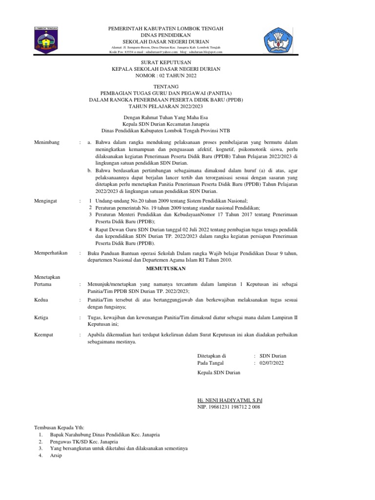 SK PPDB 2022 2023 | PDF