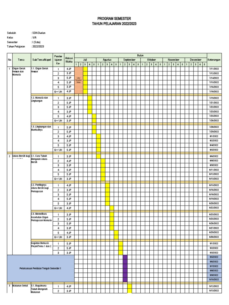 Prota Promes Kelas 5a | PDF