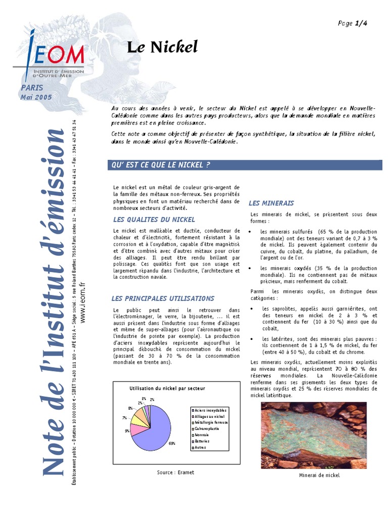 État de la filière nickel mondial | PDF | Nickel | Cobalt