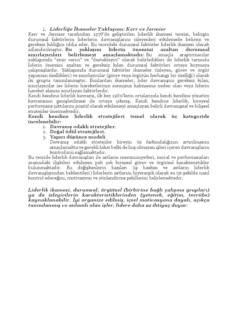 Mustafa Sezgin Liderlik Ikame Kuramlar | PDF