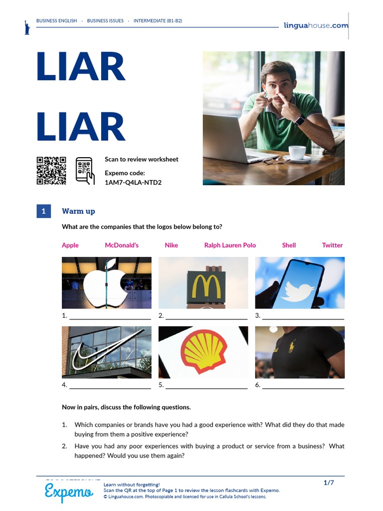 Liar Liar American English Teacher | PDF | Sales | Reading Comprehension